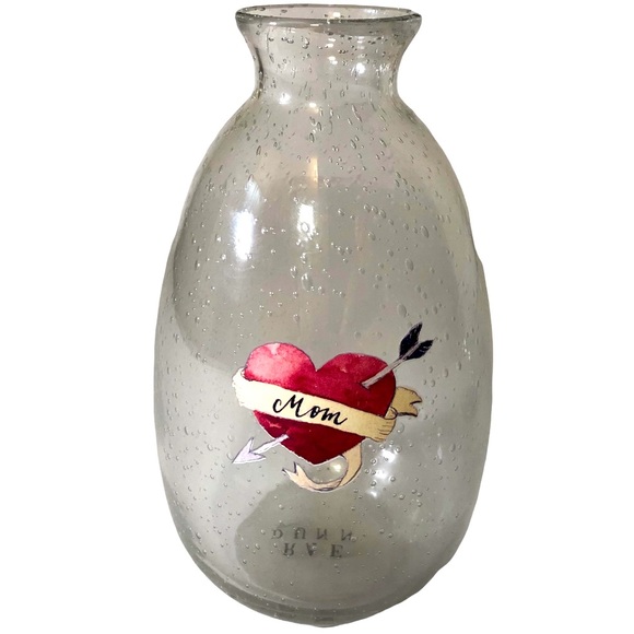 Rae Dunn | Accents | Rae Dunn Bubble Glass Vase Mom Tattoo Heart Arrow ...